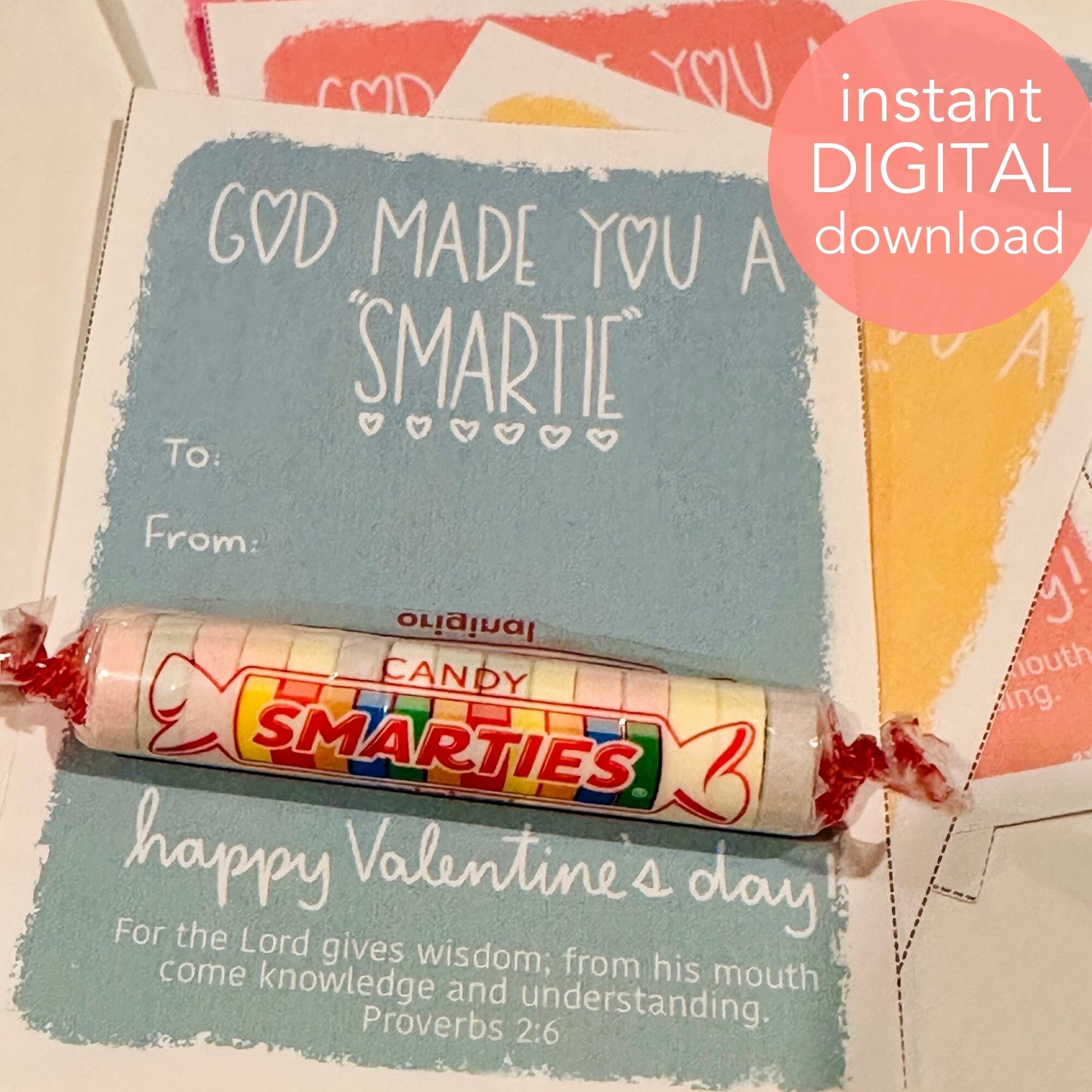 Printable Smartie Valentine | Christian Card | DIY DIGITAL DOWNLOAD ...