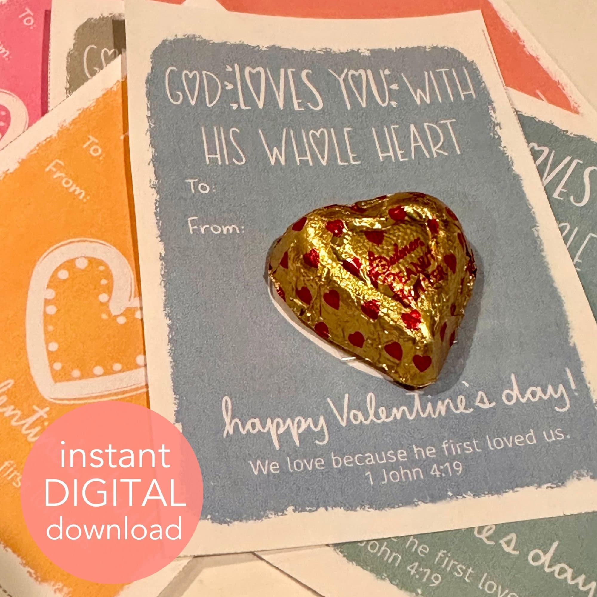Printable Heart Valentine | Christian Cards | DIY DIGITAL DOWNLOAD ...