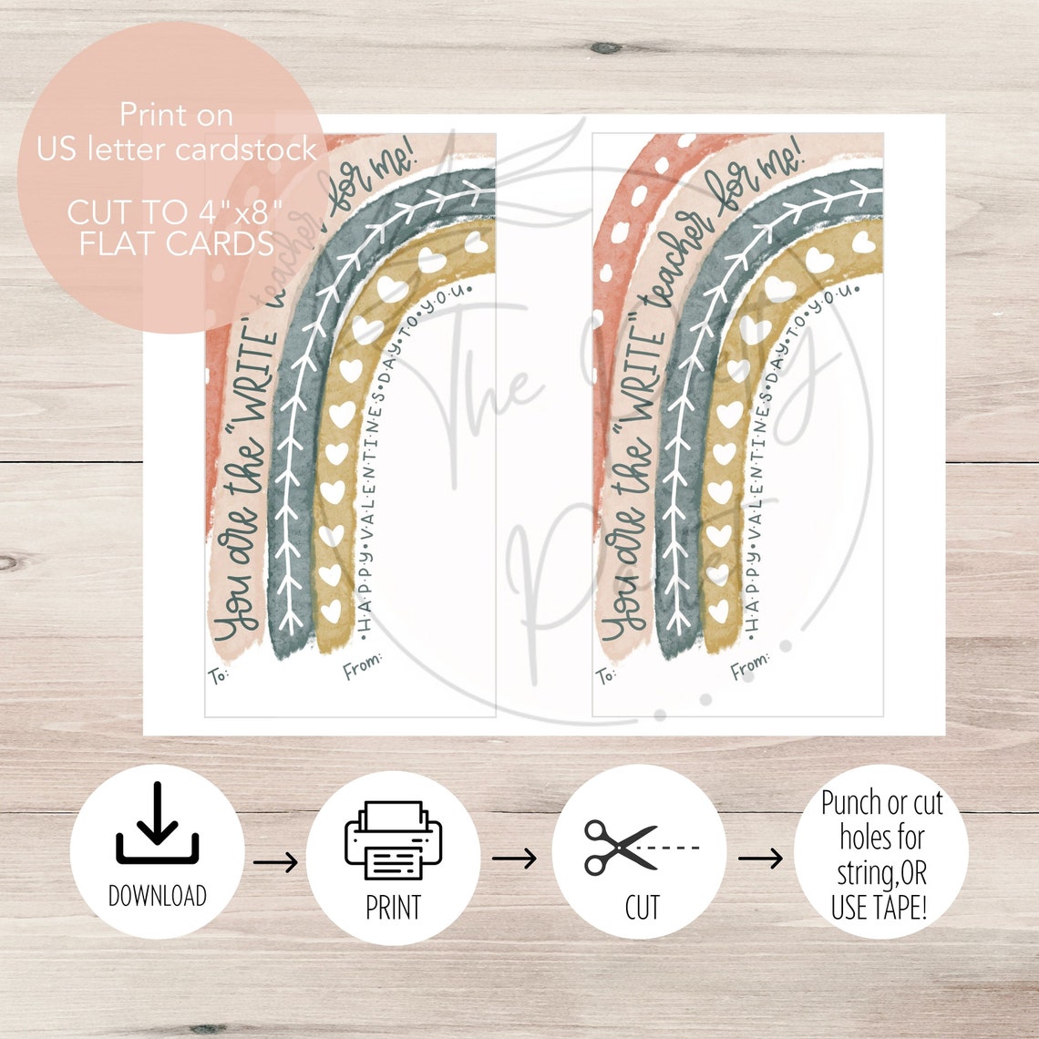 Printable Valentine Card | for Teacher | DIY DIGITAL DOWNLOAD ...