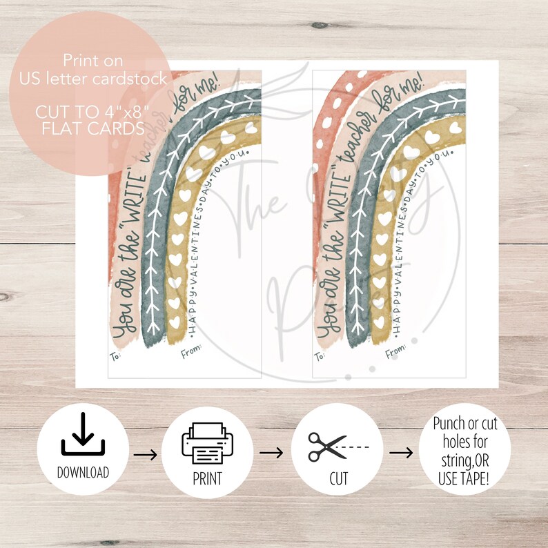 Printable Valentine Card | for Teacher | DIY DIGITAL DOWNLOAD ...