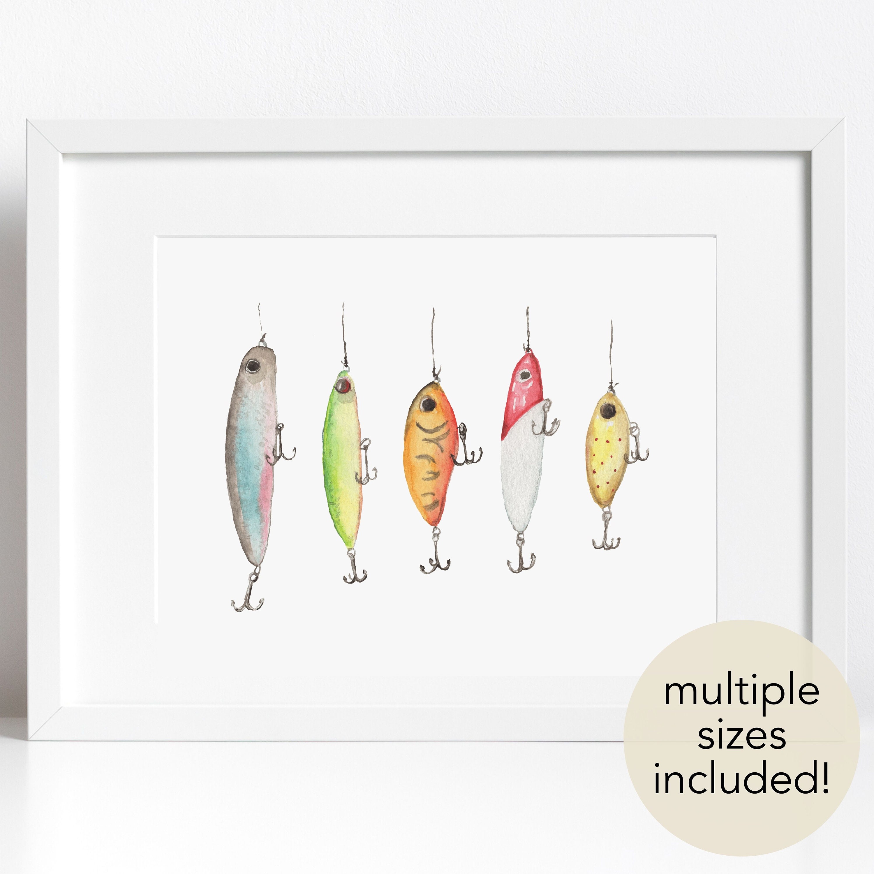 Fishing Lures Watercolor Painting, Printable Wall Art, DIGITAL DOWNLOAD ...