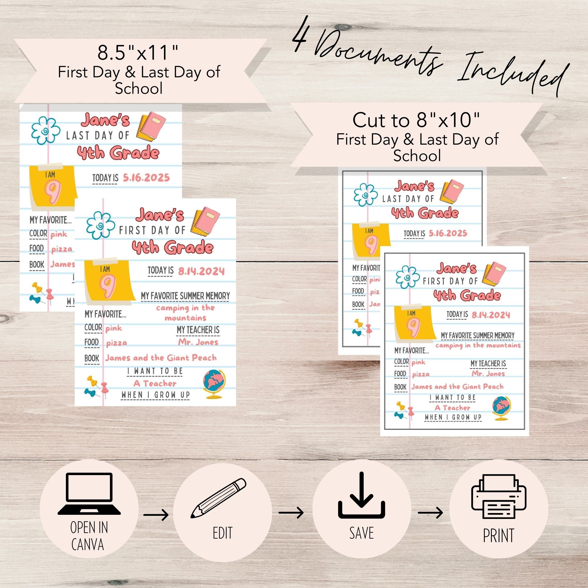 First Day of School Printable| Back to School Sign| Last Day of School ...