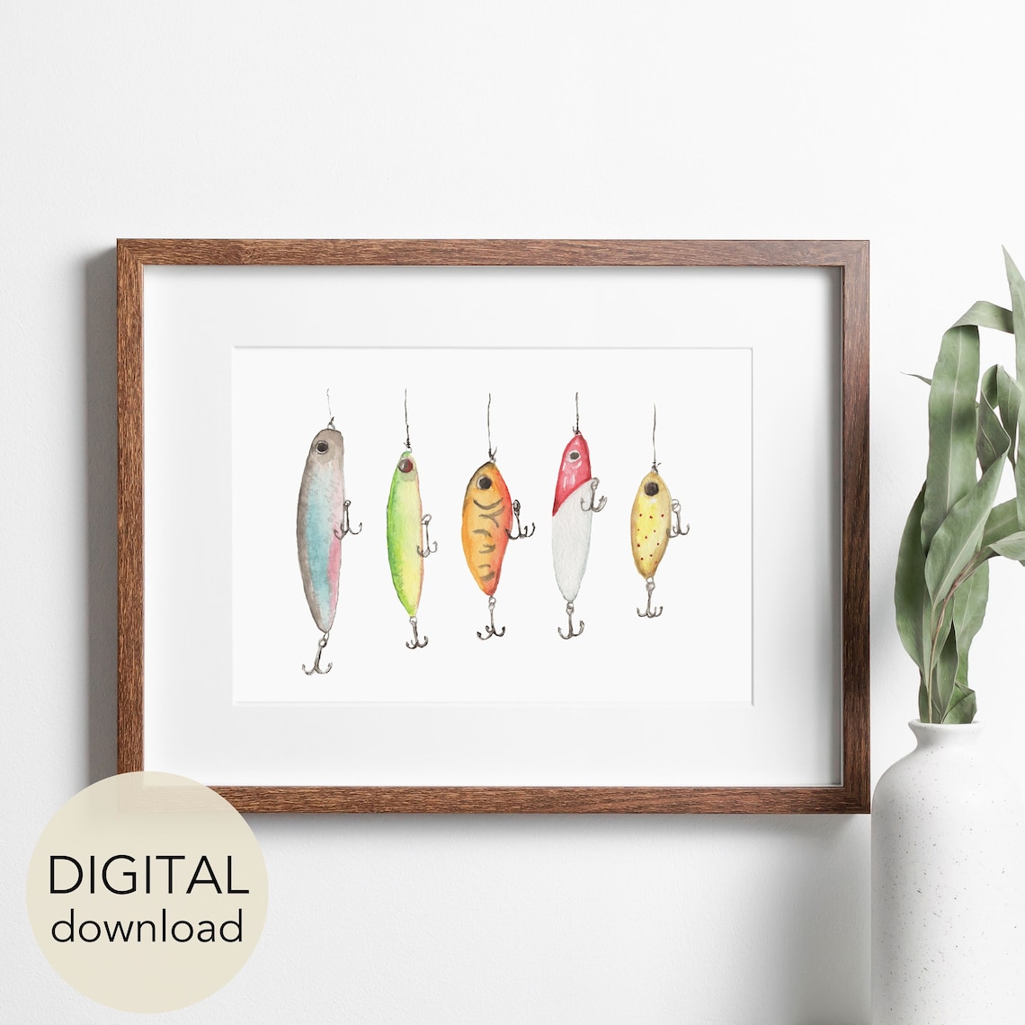 Fishing Lures Watercolor Painting, Printable Wall Art, DIGITAL DOWNLOAD ...