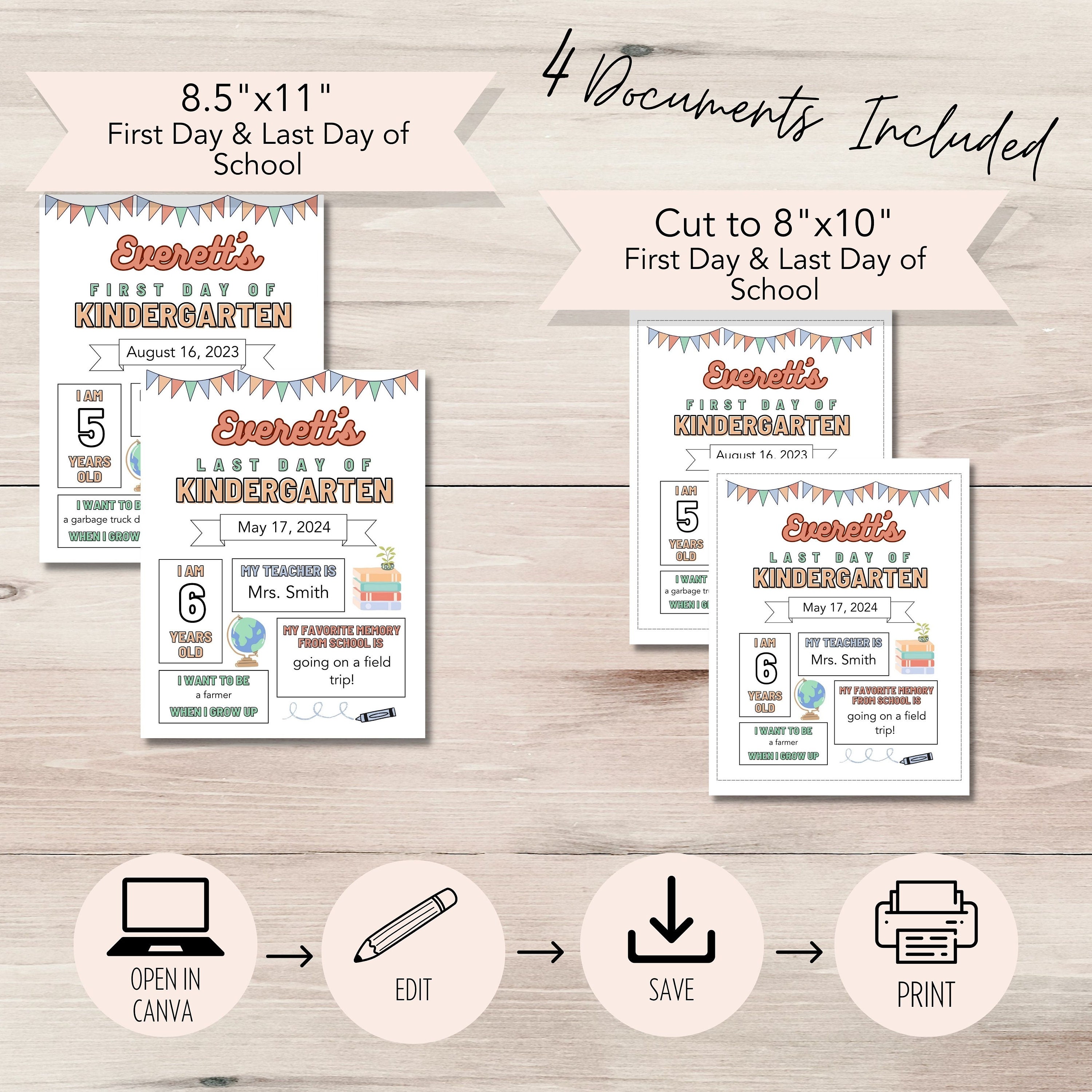 First Day of School Printable| Back to School Sign| Last Day of School ...