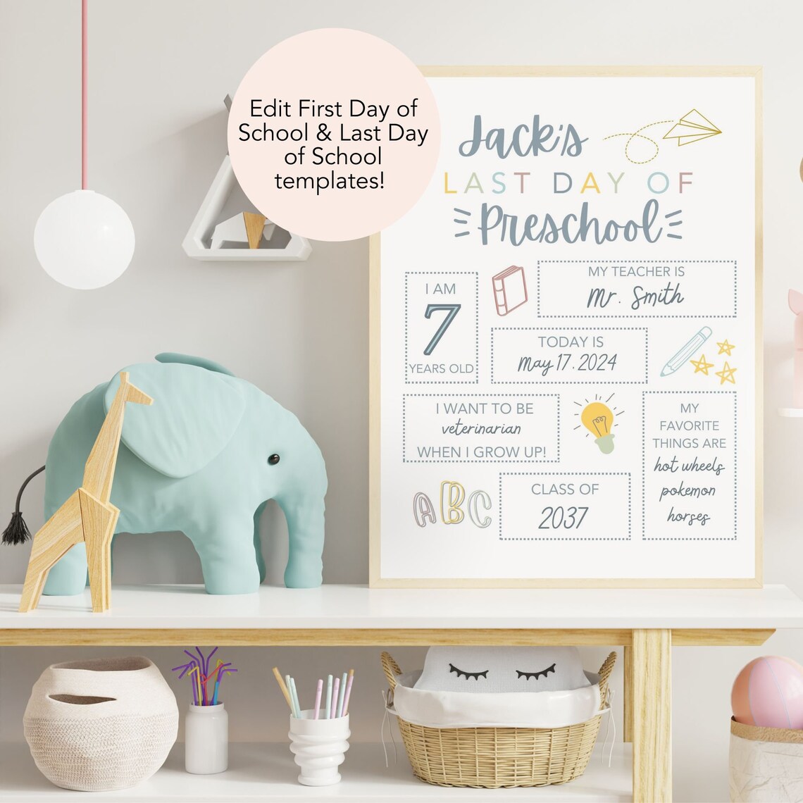 First Day of School Printable| First & Last Day of School Sign| DIGITAL ...