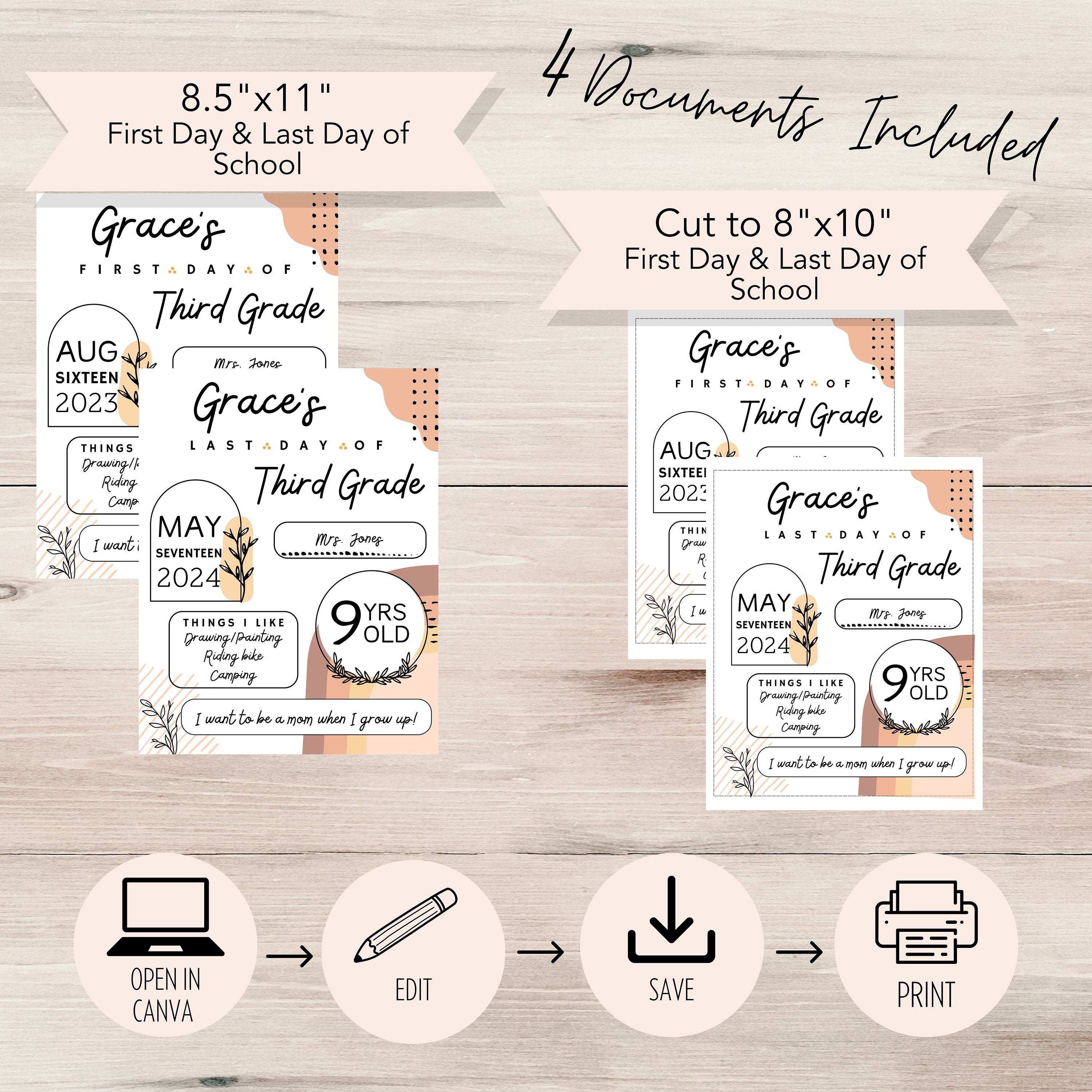 First Day of School Printable| Back to School Sign| Last Day of School ...