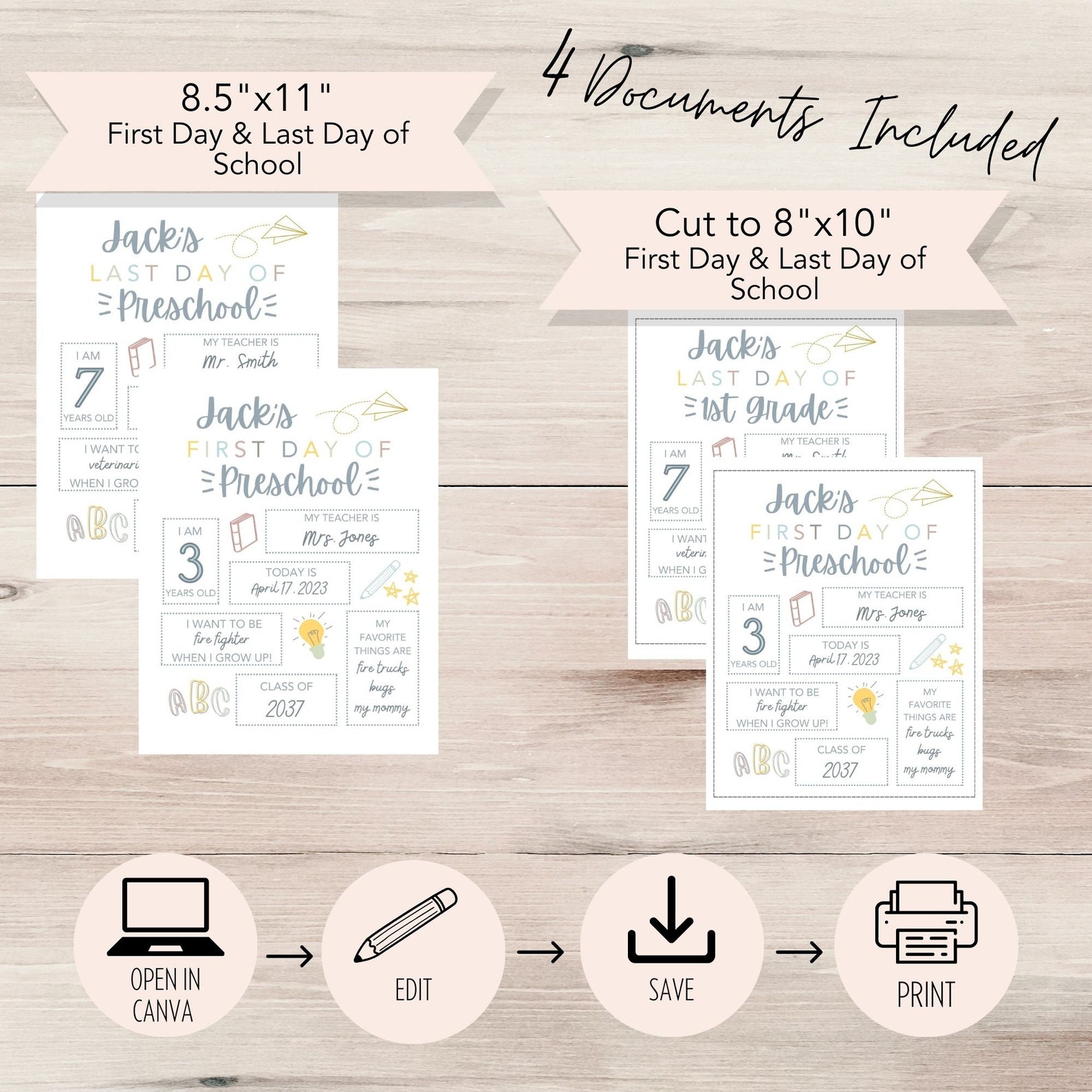 First Day of School Printable| First & Last Day of School Sign| DIGITAL ...
