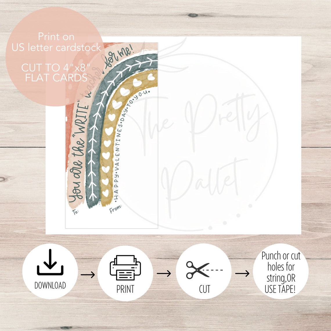 Printable Valentine Card | for Teacher | DIY DIGITAL DOWNLOAD ...