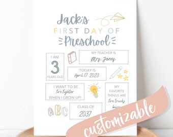 First Day of School Printable| Back to School Sign| Last Day of School ...