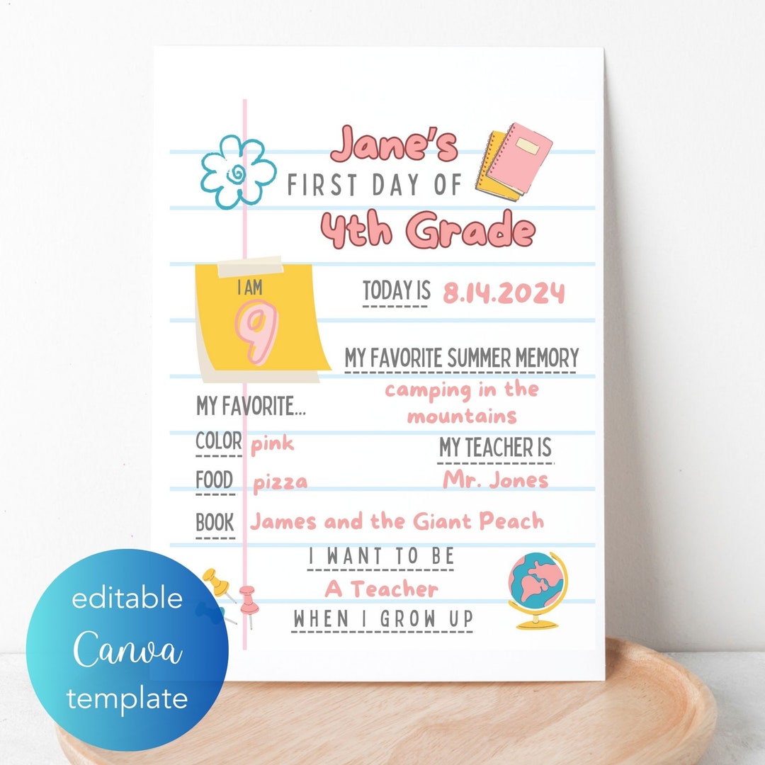 First Day of School Printable| Back to School Sign| Last Day of School ...