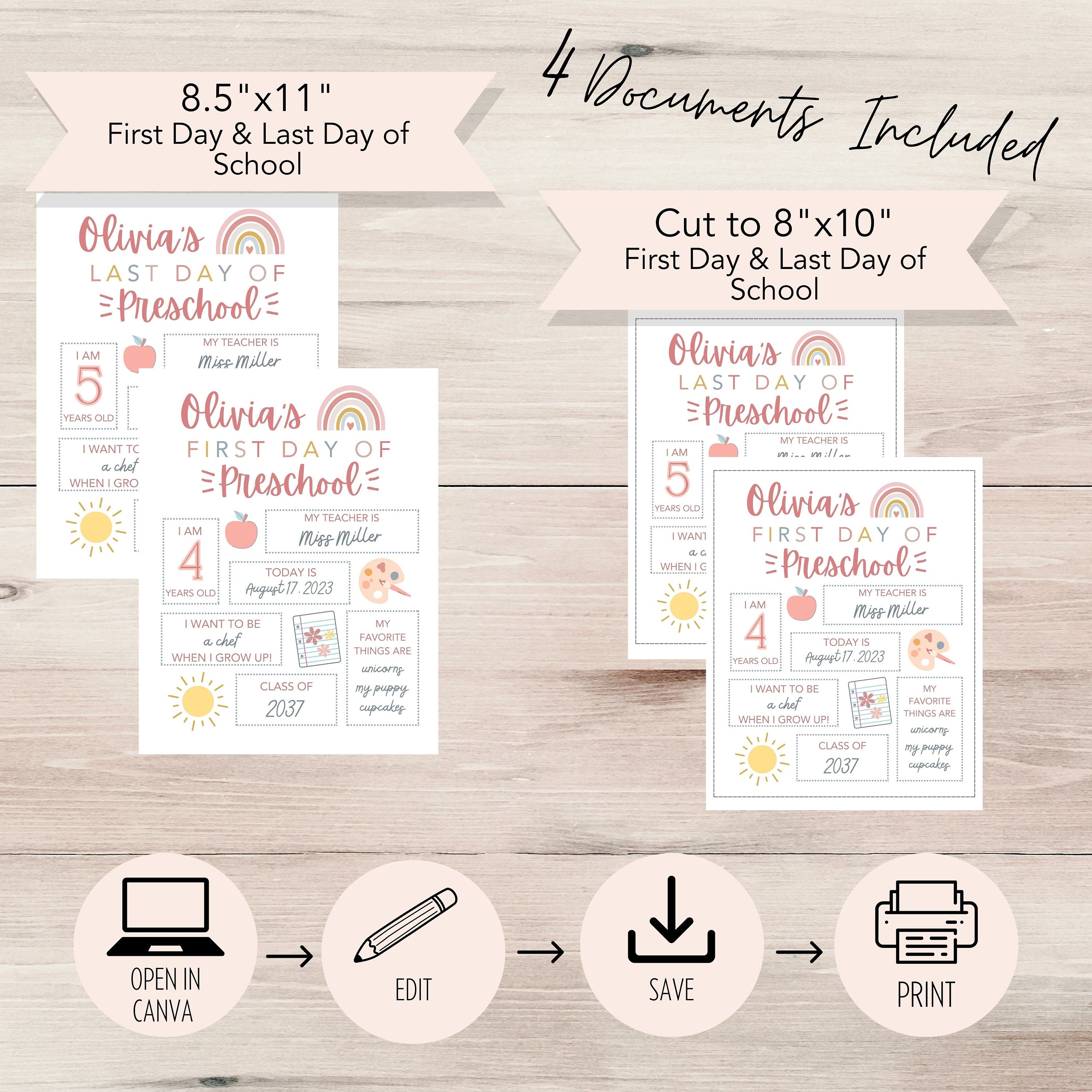 First Day of School Printable| Back to School Sign| Last Day of School ...
