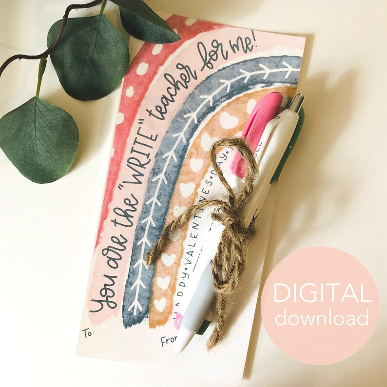 Printable Valentine Card | for Teacher | DIY DIGITAL DOWNLOAD ...