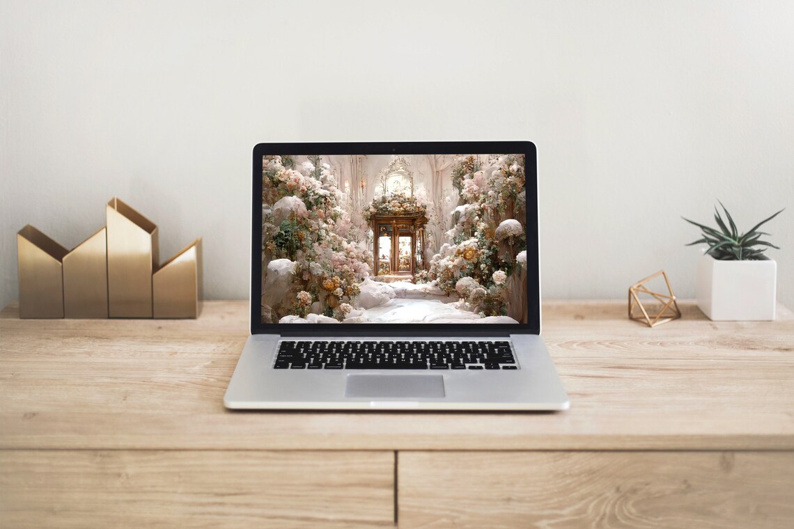 Soft White Boho Variety Pack Laptop Wallpapers, Digital Floral ...