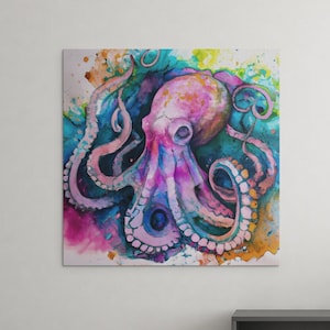 Watercolor Octopus Square Printable Wall Art Digital Download Octopus ...