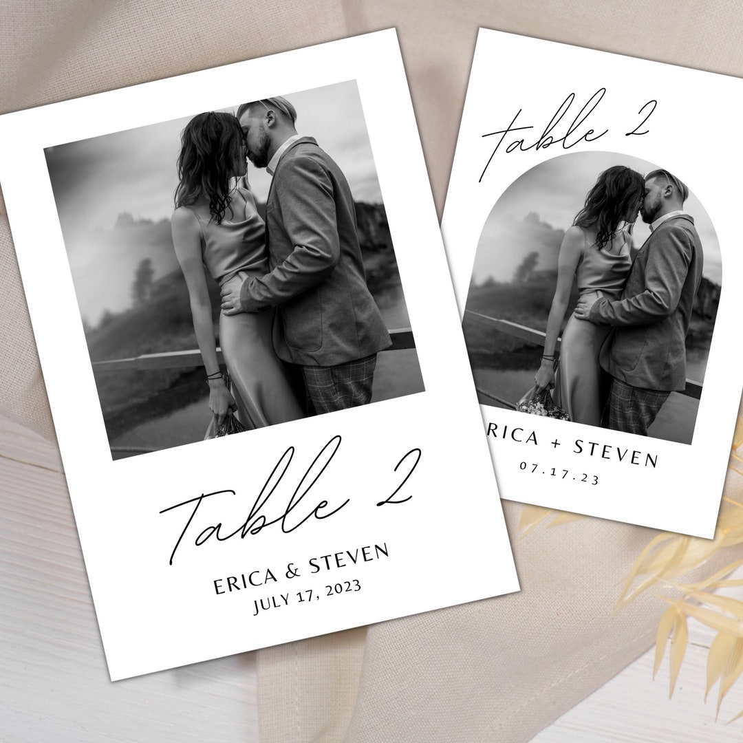 Photo Table Number Template, Wedding Table Numbers Template, Digital ...