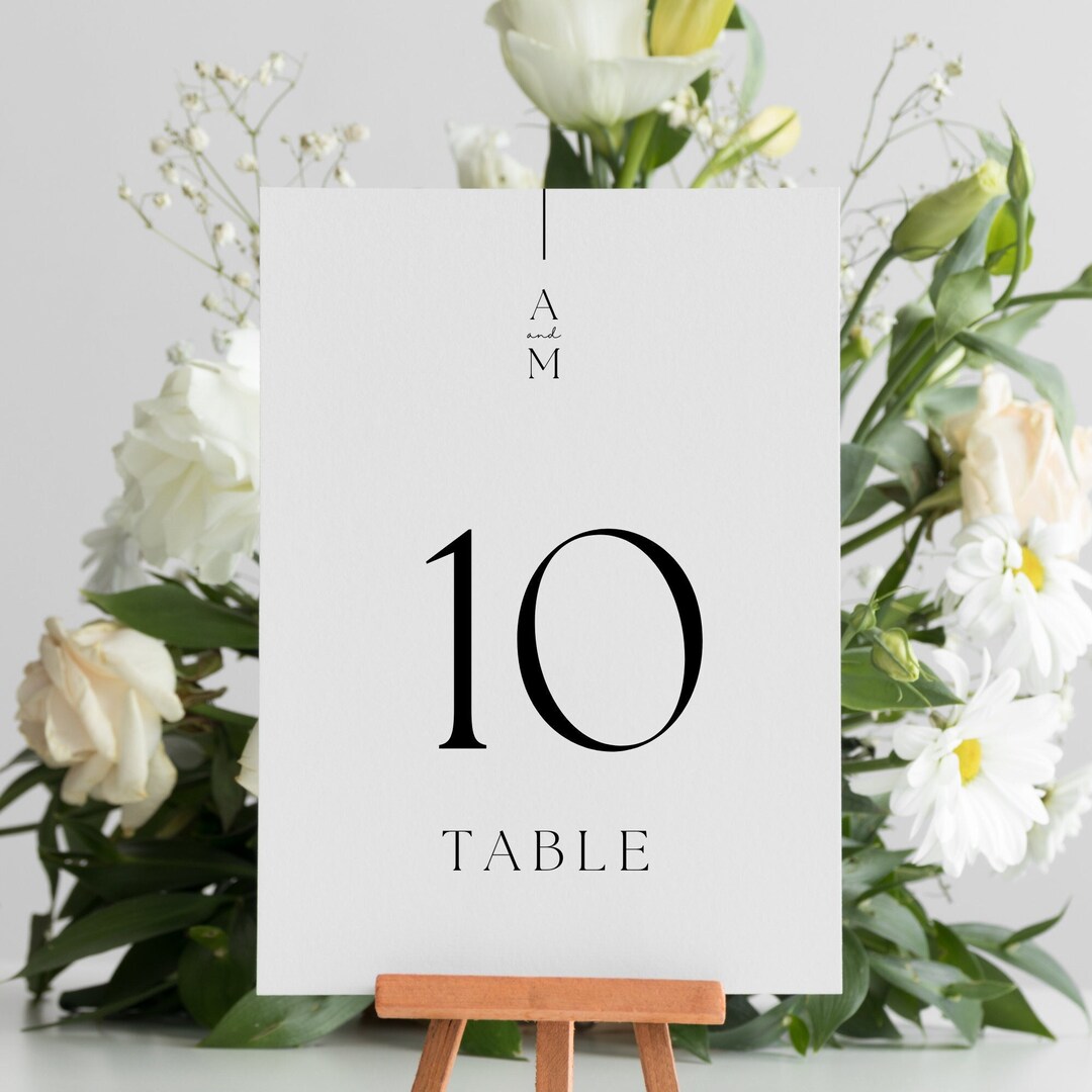 Minimalist Wedding Table Number Template, Table Number Template, Modern ...