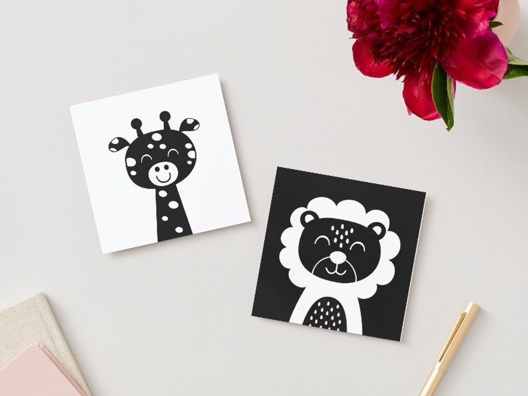 106 High Contrast Baby Cards Bundle Printable Montessori Black and ...
