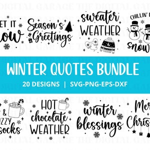 Winter Quotes Svg Bundle, Christmas Svg Png Files, Holiday Svg, Snowman ...
