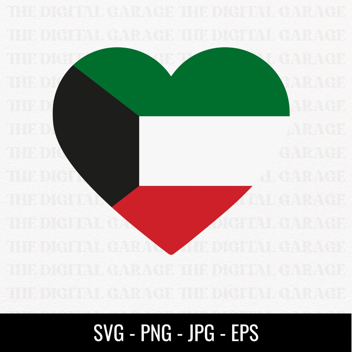 Kuwait Flag SVG PNG, Love Kuwait, Kuwait Svg, Kuwait Clipart, Kuwait ...
