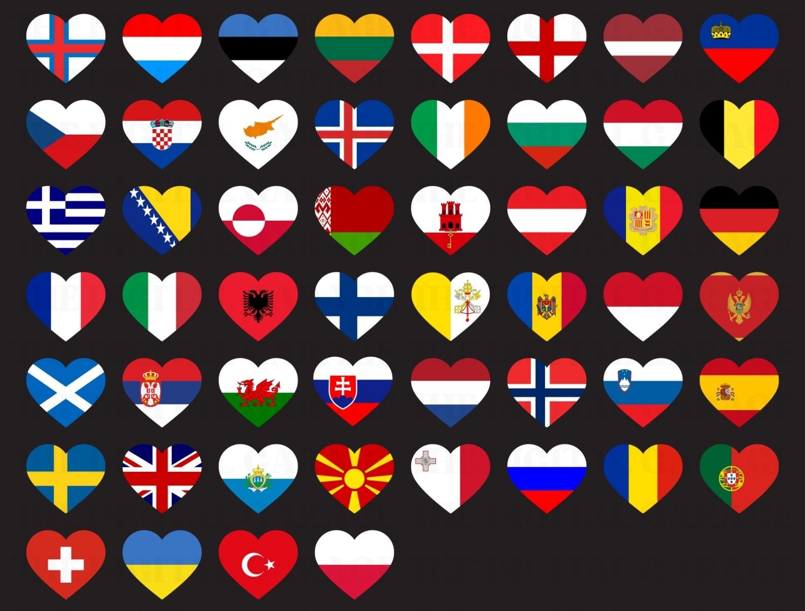 Europe Flag SVG PNG, European Country Flags, Heart Flags Svg, European ...