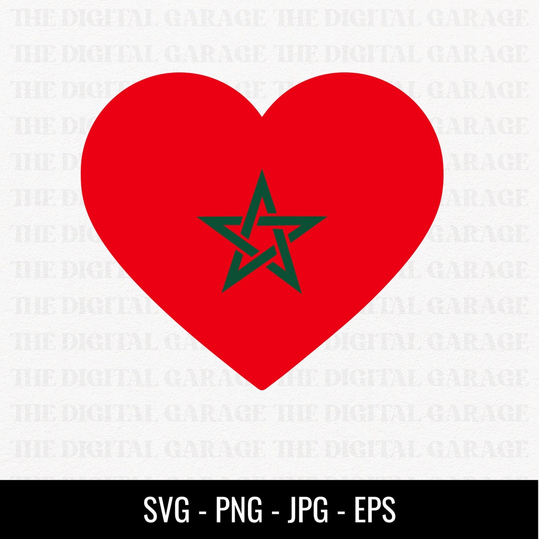 Morocco Flag SVG PNG, Love Morocco, Morocco Svg, Morocco Clipart ...
