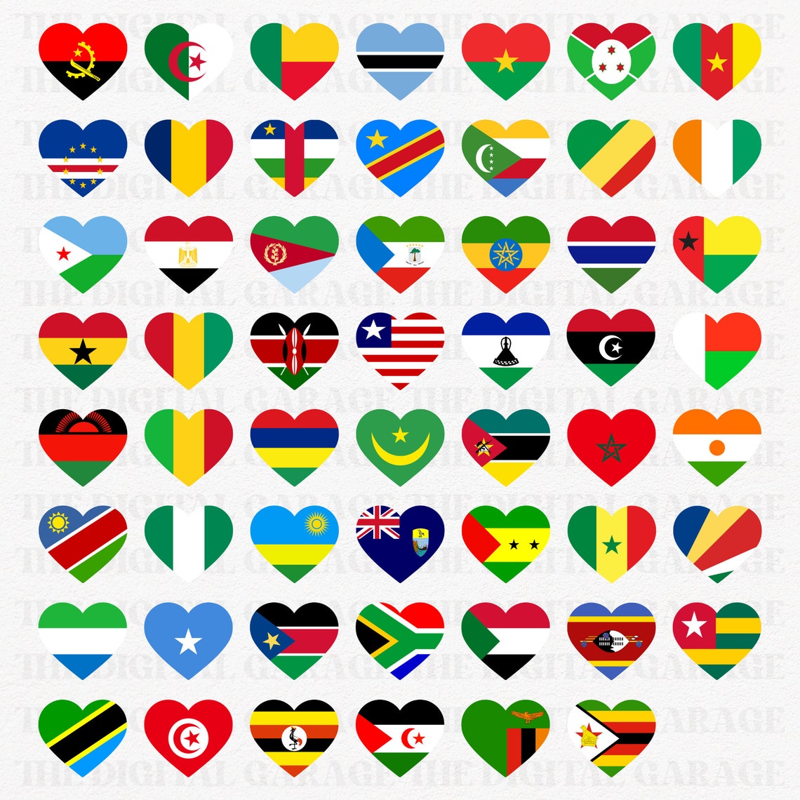 Africa Flag SVG PNG African Country Flags Heart Flags Svg - Etsy