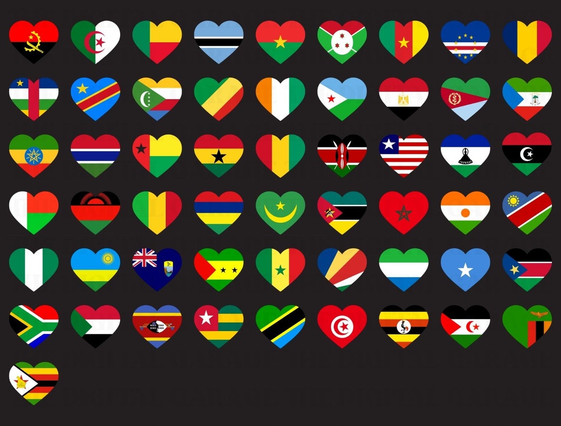 Africa Flag SVG PNG, African Country Flags, Heart Flags Svg, Africa ...