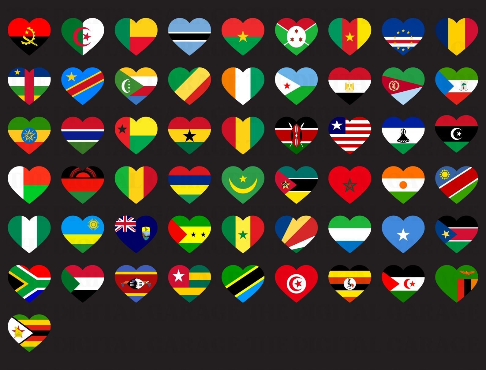 Africa Flag SVG PNG, African Country Flags, Heart Flags Svg, Africa ...