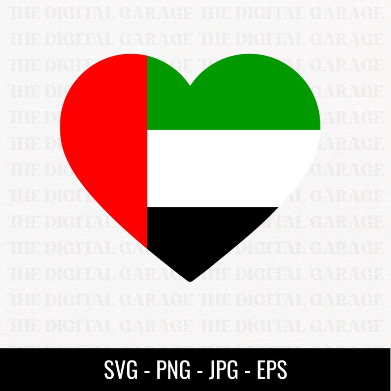 UAE Flag SVG PNG, Love Uae, Uae Svg, Uae Clipart, Uae Png, Uae Heart ...