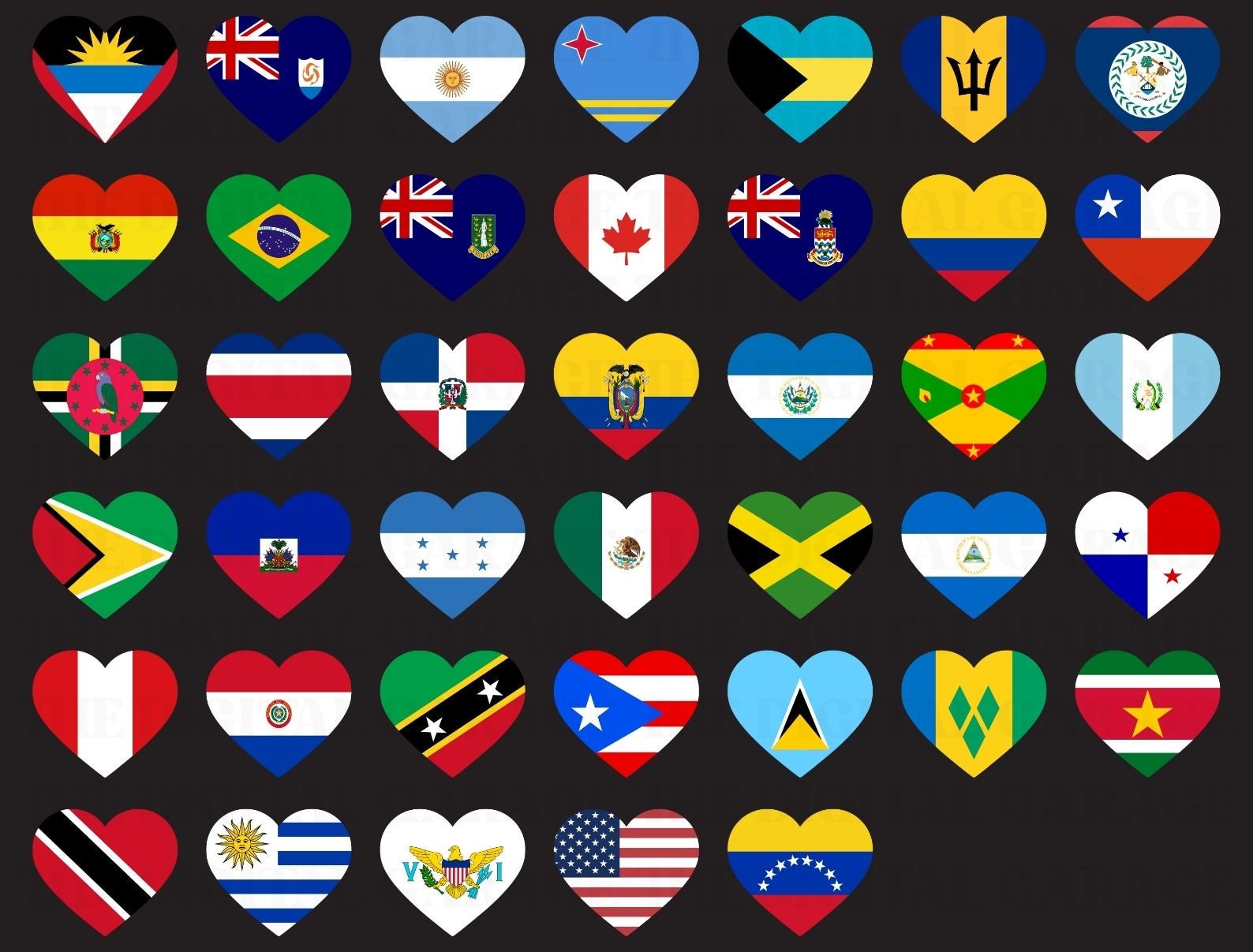 Caribbean Flag SVG PNG, South America Country Flags, Heart Flags Svg ...