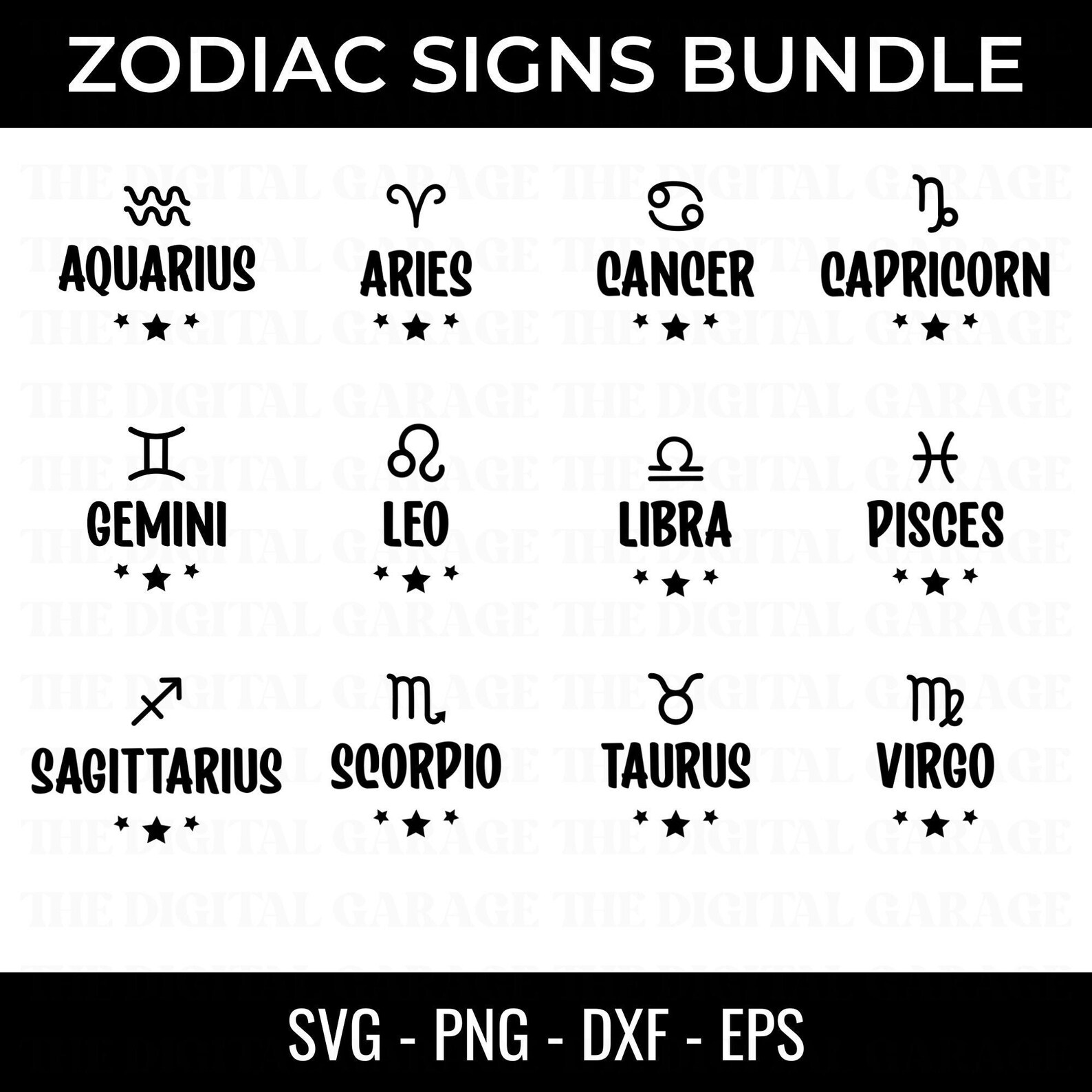 Zodiac Signs SVG Bundle, Astrology Signs Svg, Zodiac Symbols Svg ...