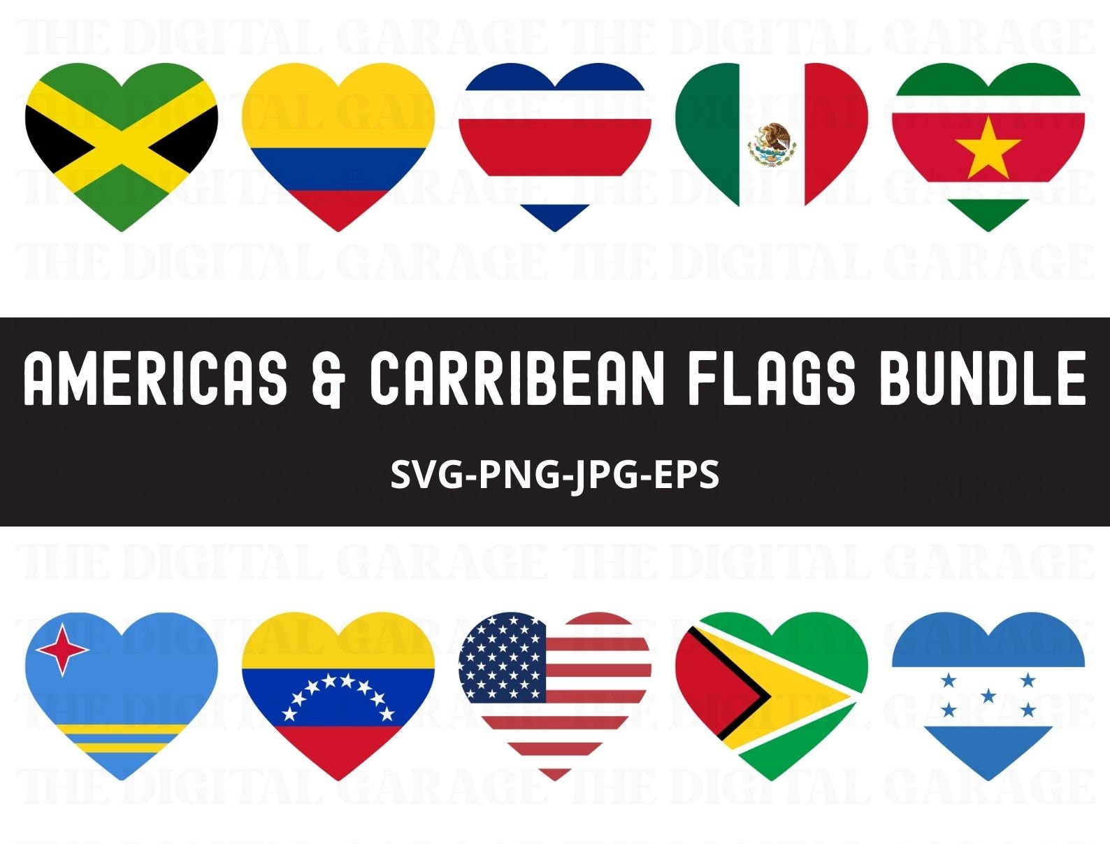 Caribbean Flag SVG PNG, South America Country Flags, Heart Flags Svg ...