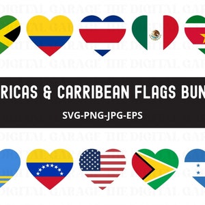 Caribbean Flag SVG PNG, South America Country Flags, Heart Flags Svg ...