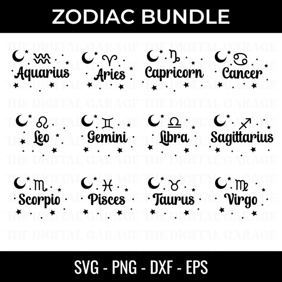 Signo del Zodíaco SVG Bundle, Signos de Astrología svg, Símbolos del ...