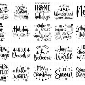 Winter Quotes Svg Bundle, Christmas Svg Png Files, Holiday Svg, Snowman ...