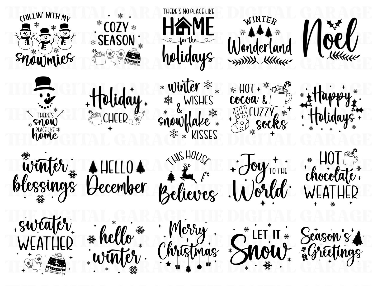 Winter Quotes Svg Bundle Christmas Svg Png Files Holiday - Etsy