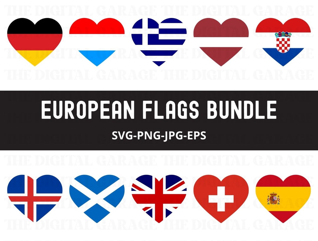 Europe Flag SVG PNG, European Country Flags, Heart Flags Svg, European ...