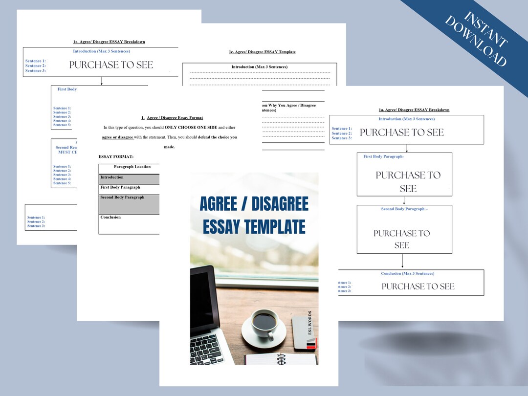 Agree/disagree Essay Template for High School/university/college/esl ...