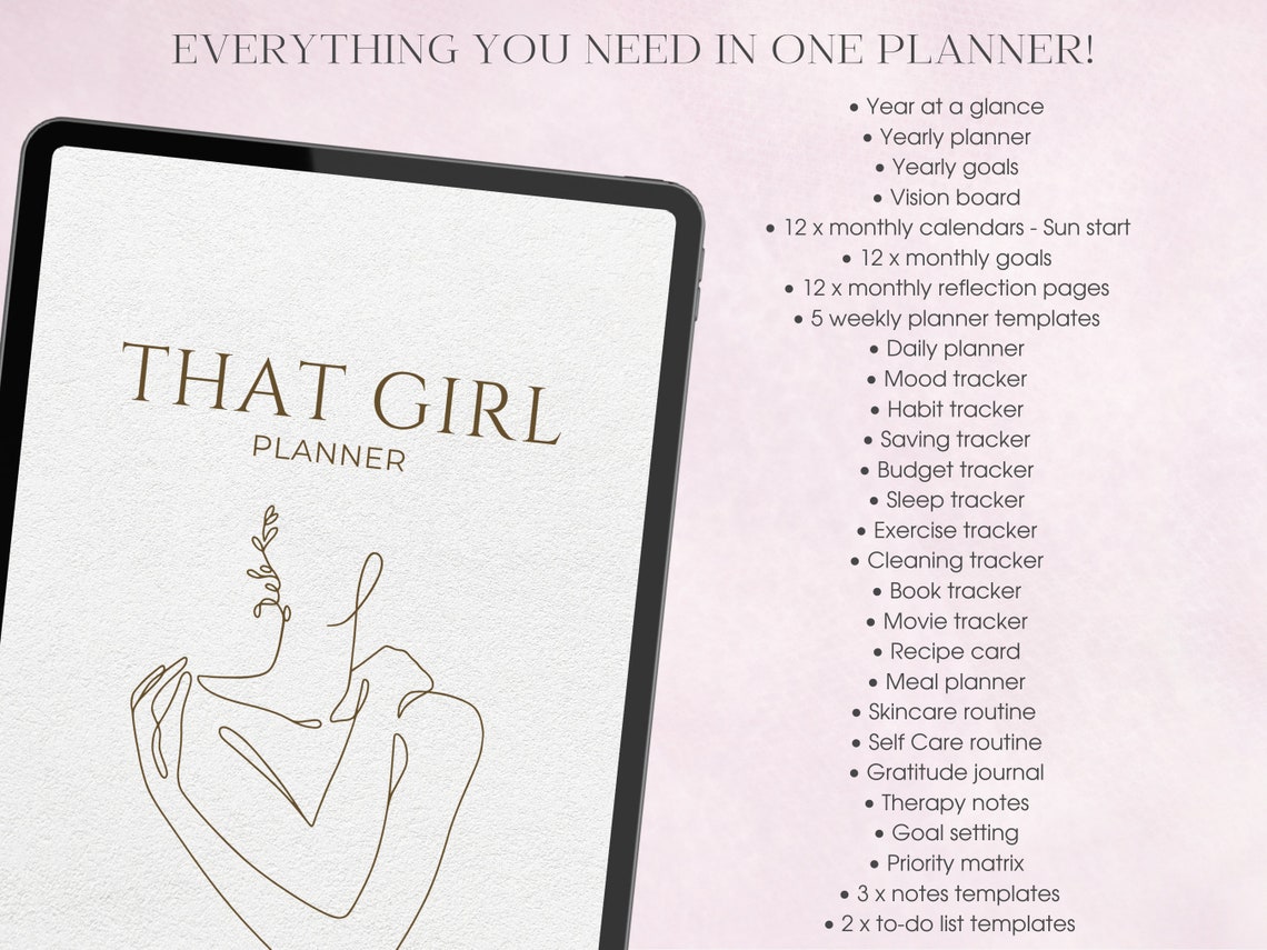 That Girl Planner, Self Care Planner, Initiative Tracker, Digital ...