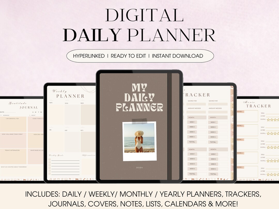 Digital Daily Planner, Editable Planner, iPad 365 Day Planner, Daily ...