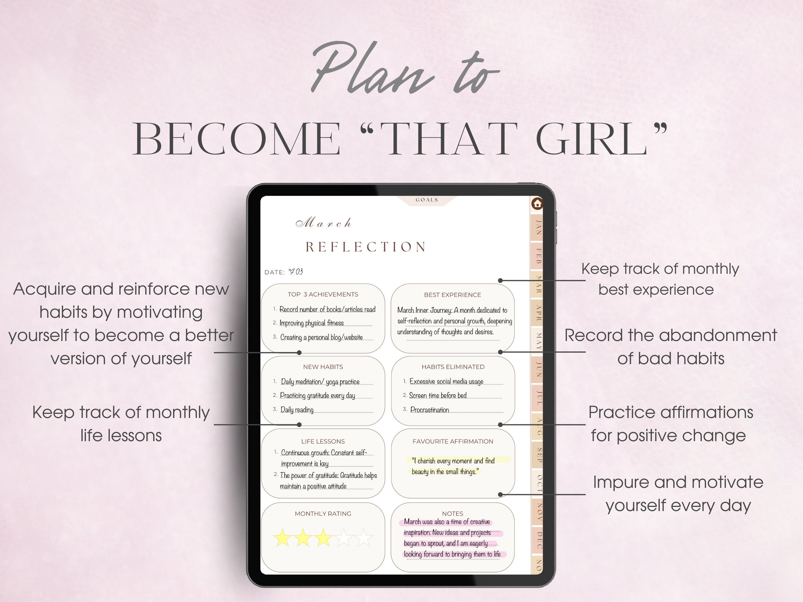 That Girl Planner, Self Care Planner, Initiative Tracker, Digital ...