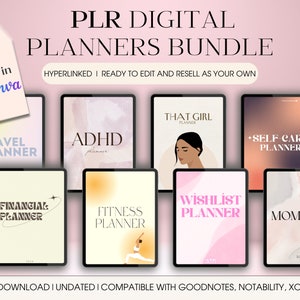 PLR Resell Digital Planner Bundle , Commercial Use, Canva Editable Planner, PLR Planner ...