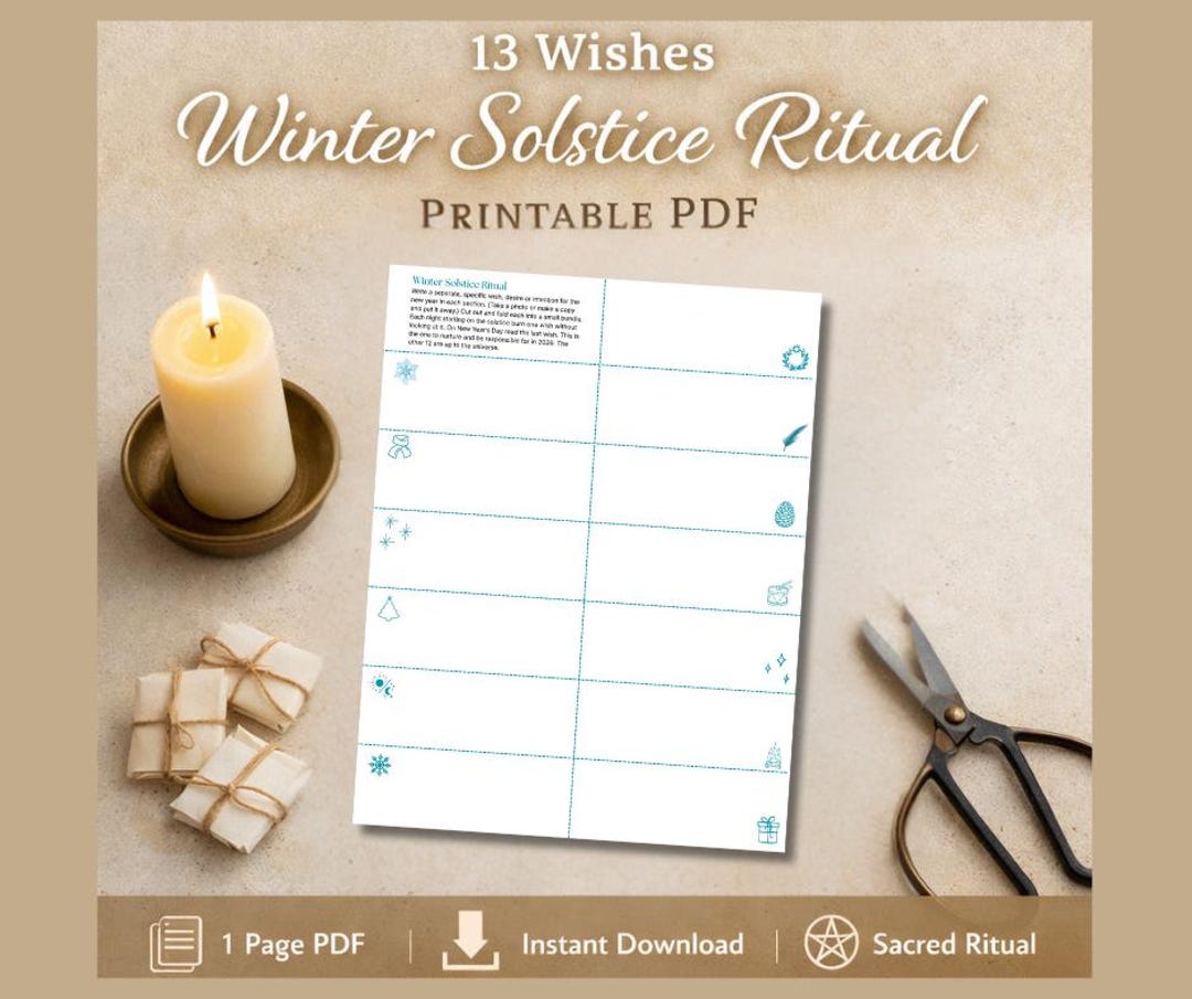 Winter Solstice Ritual Printable | Yule Intention Burning Ceremony ...