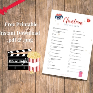 Christmas Movie Checklist, Instant Download, Christmas Movie Printable ...
