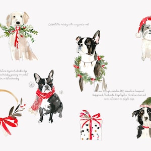 Watercolor Clipart - Christmas Dog Illustration - Holiday Art - Pet ...
