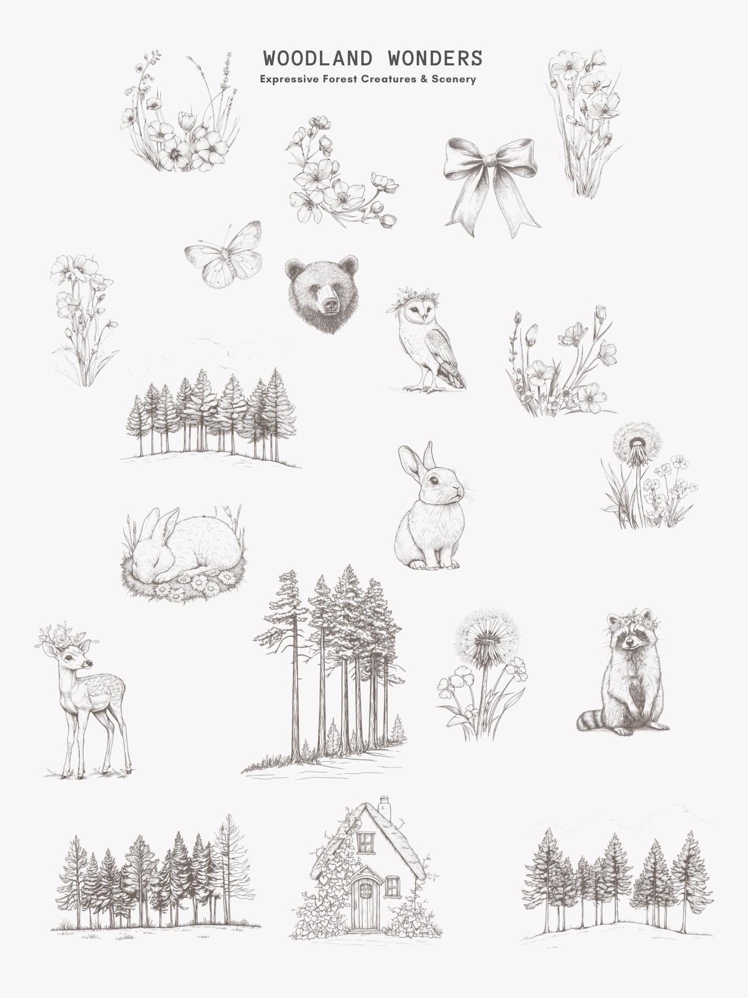 Antique Clipart – Graphite Illustration – Woodland Graphics – Vintage ...