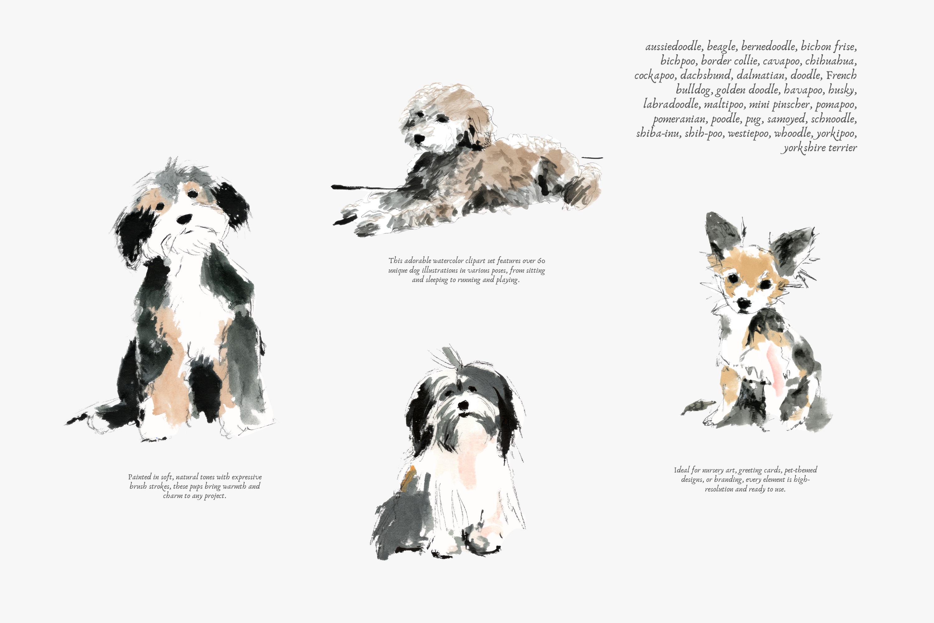 Doodle Dog Clipart - Png Illustration - Watercolor Dog Png - Hand ...