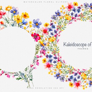 Floral Wreath – Watercolor Frame – Botanical Border – Bright Florals ...