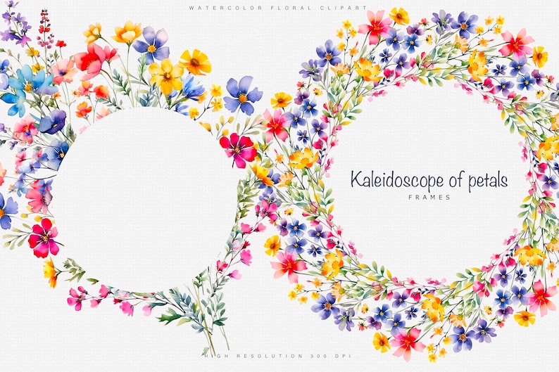 Floral Wreath – Watercolor Frame – Botanical Border – Bright Florals ...