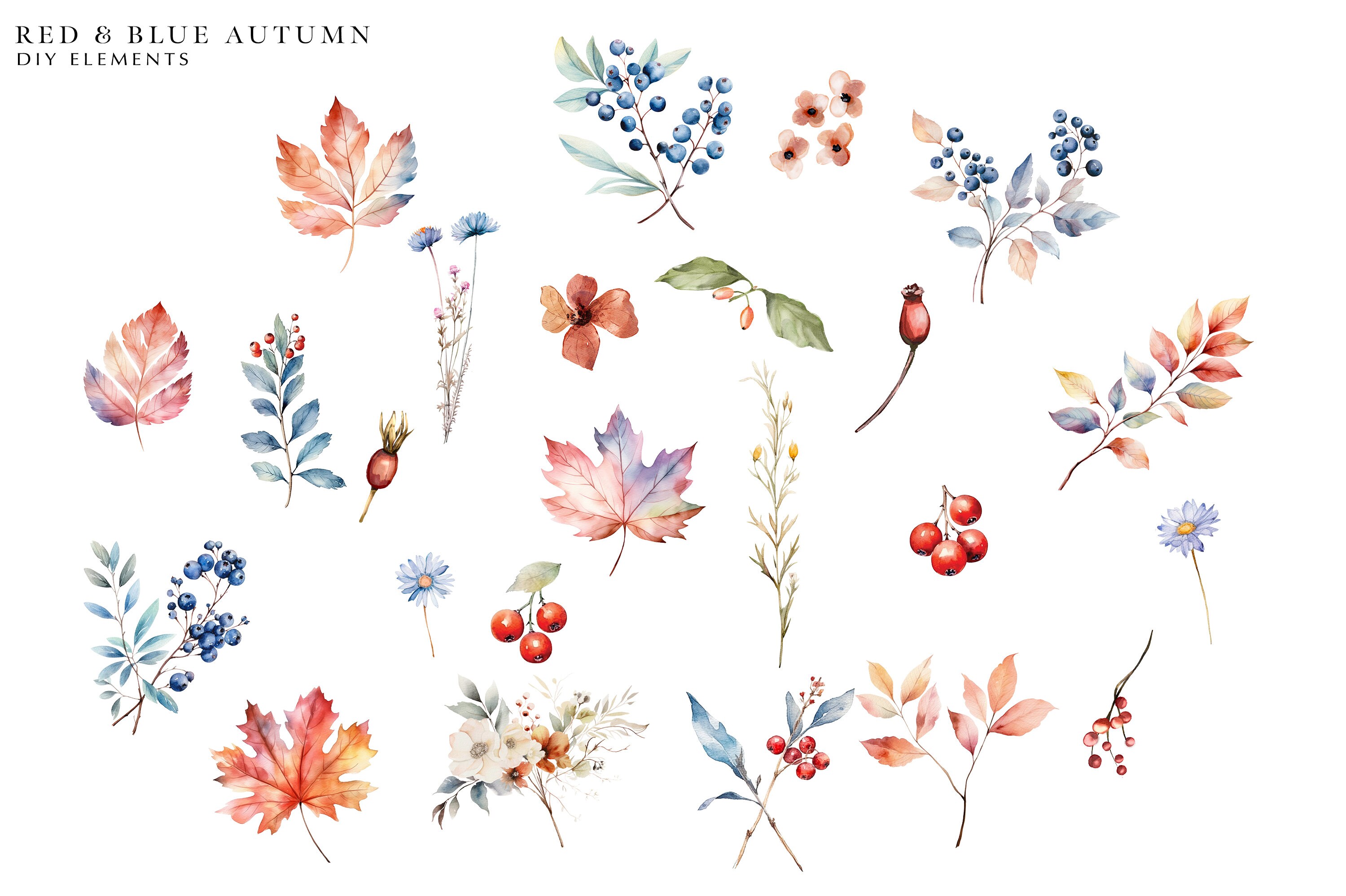 Autumn Clipart Fall Leaves Clipart Fall Berries Clipart - Etsy